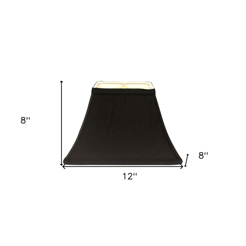 ZeaZu 12" Black With White Lining Rectangle Bell Shantung Lampshade | Wayfair